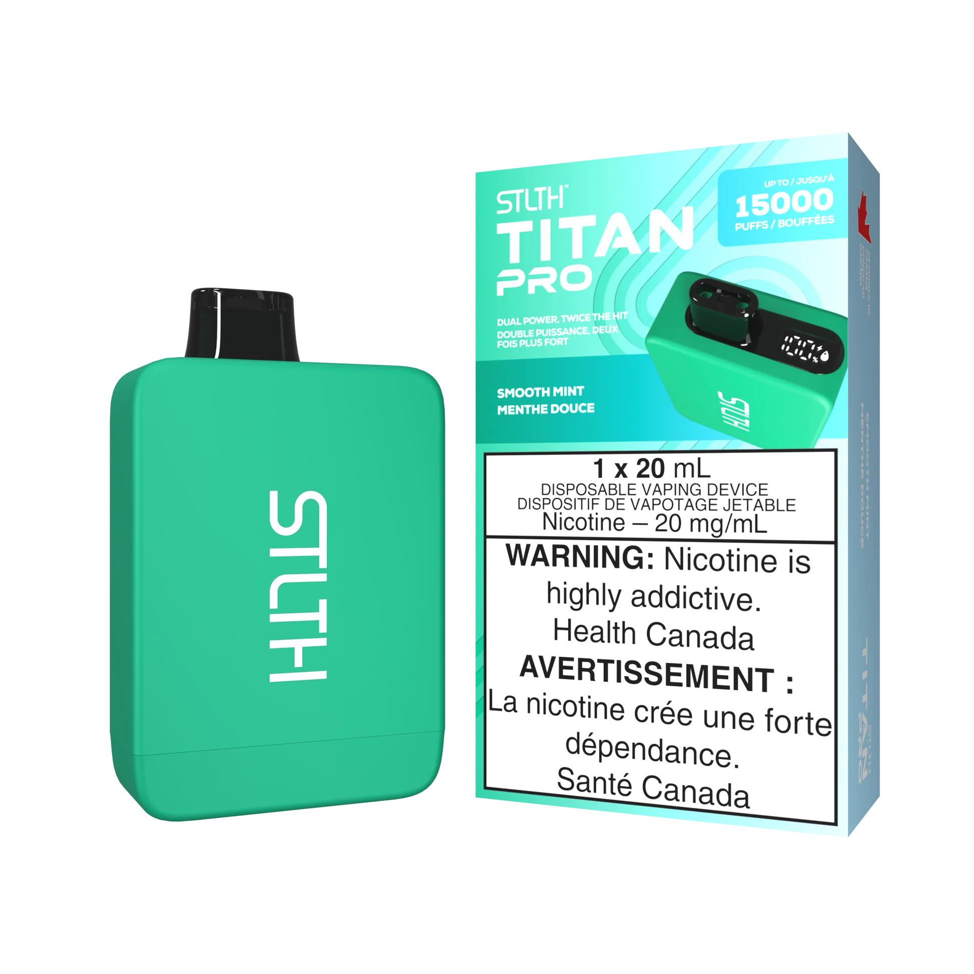 STLTH Titan Pro Disposable Smooth Mint 15000 Puffs 20mg – Puff Vapes Online